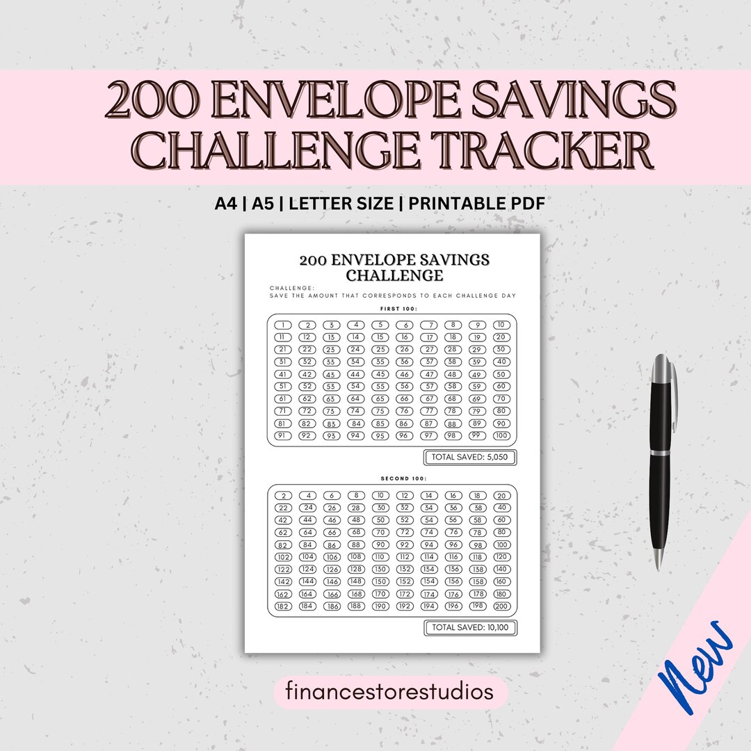 200 Envelope Savings Challenge, 100 Envelopes Saving Challenge, A6 Cash ...