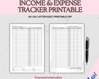 Income & Expense Tracker, Monthly Budget Planner Printable, Financial ...