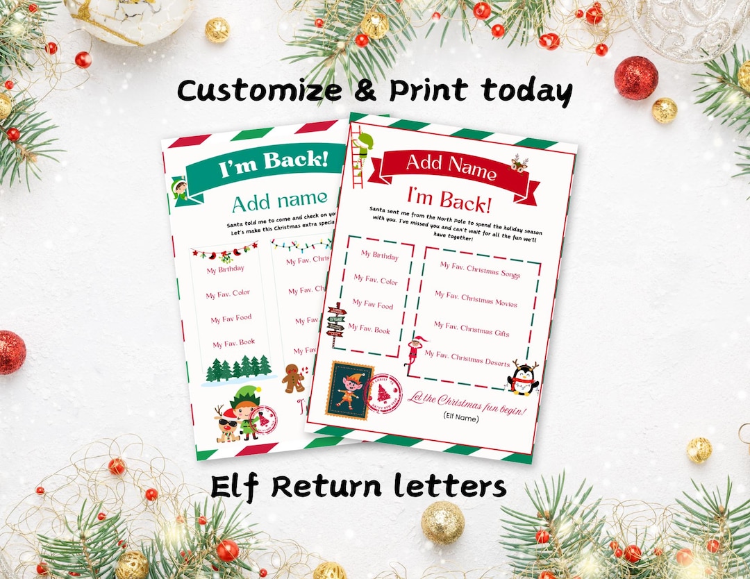 Elf Return Letter, Elf Arrival Letter, Elf Welcome Letter, Elf is Back ...