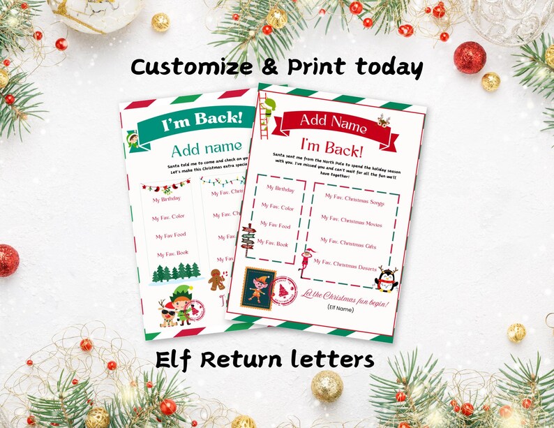 Elf Return Letter, Elf Arrival Letter, Elf Welcome Letter, Elf is Back ...