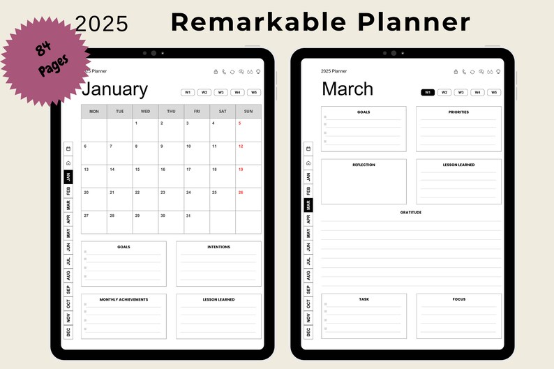 Remarkable Planner 2025, Remarkable Life Planner, Daily Planner, Year ...