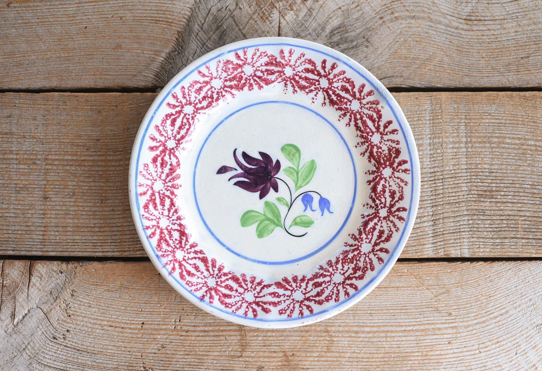 Early 19th Century Stick Spatterware Plate English Pottery W/hand ...