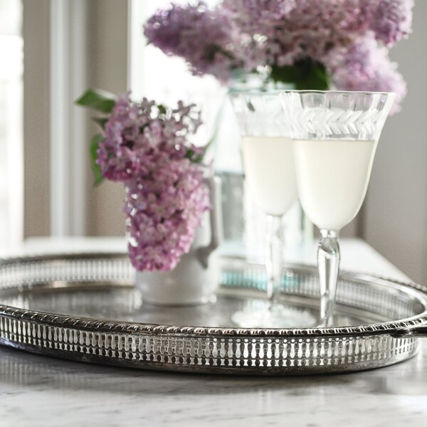 Large Oval Silver Plate Serving Tray - Etsy