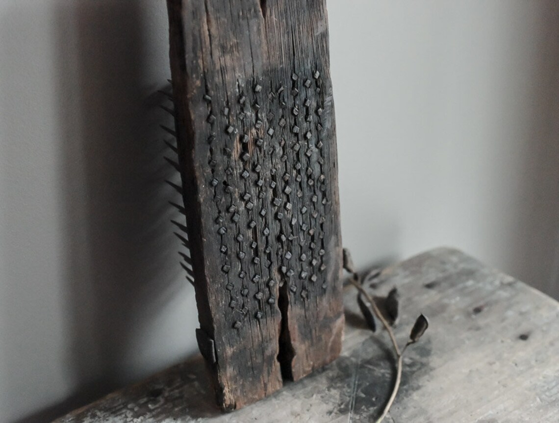 Antique Primitive Wood Hetchel Flax Comb Rustic Decor - Etsy