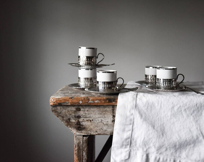 Vintage Silver Plate Porcelain Espresso Set Veracruz - Etsy