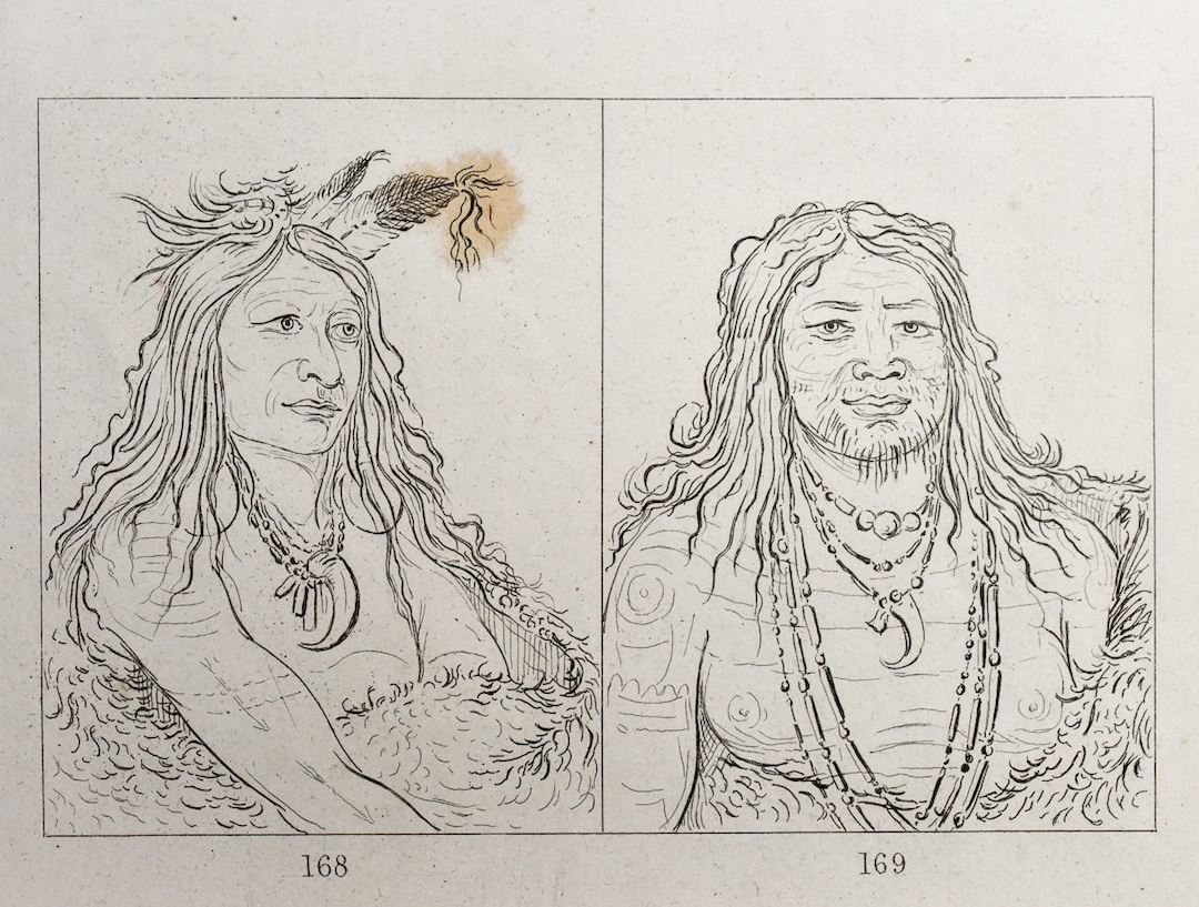 George Catlin Lithograph, Native American Portraits, Antique Prints ...