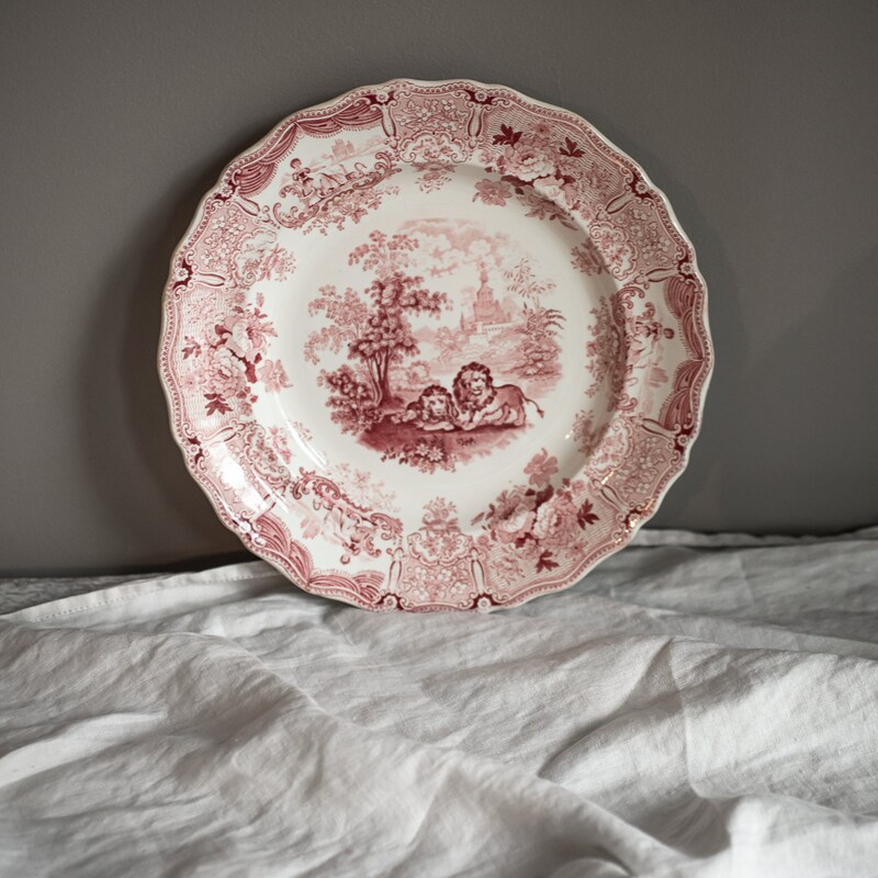 Red Transferware Plates - Etsy