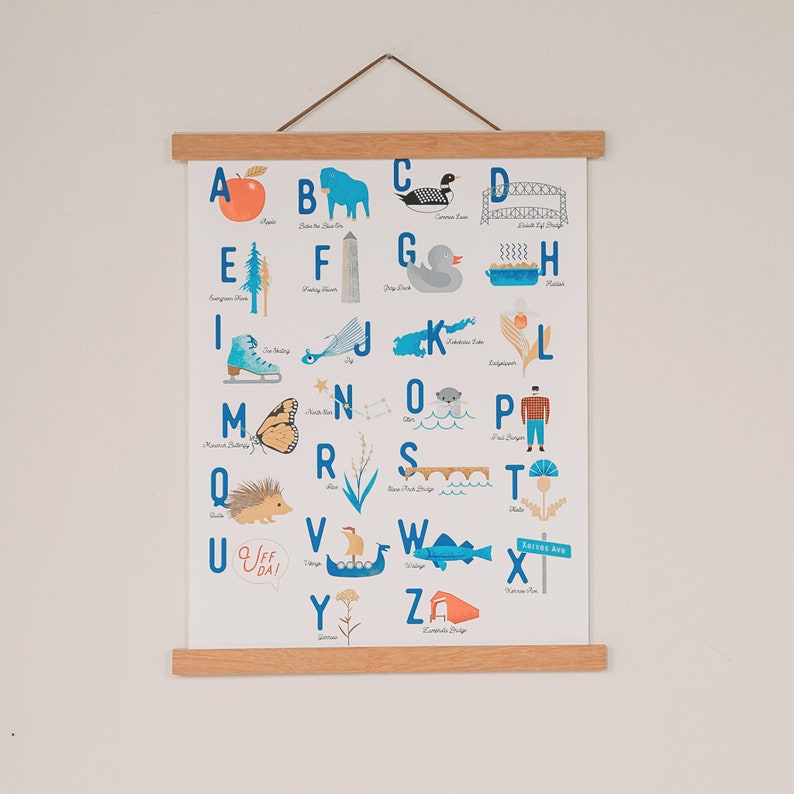 Minnesota Alphabet Nursery Art Print Nursery Print ABC | Etsy