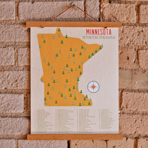 Minnesota State Park Print State Map Poster Minnesota | Etsy