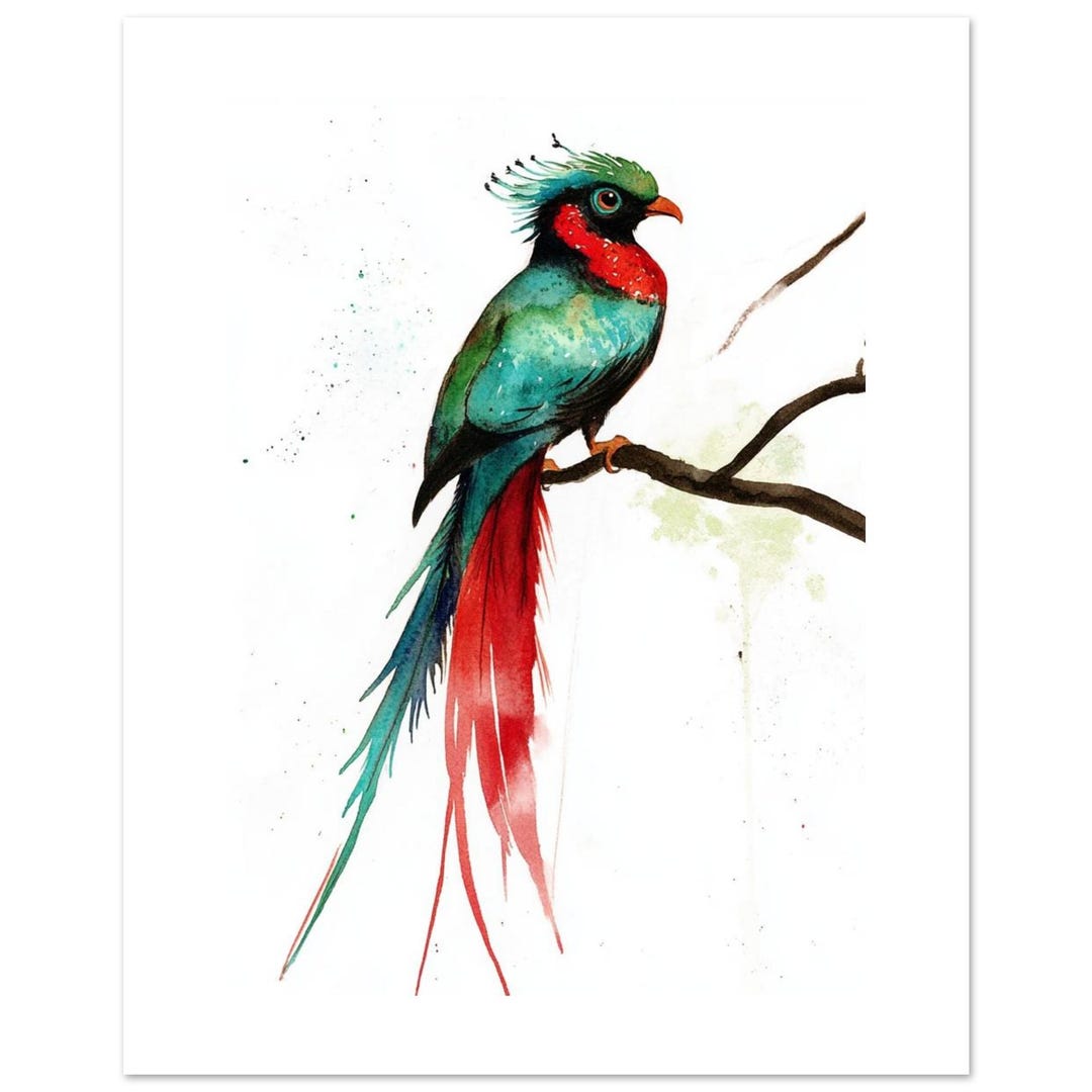 Vibrant Quetzal Bird Watercolor Poster - Art Print for Home Decor - Etsy