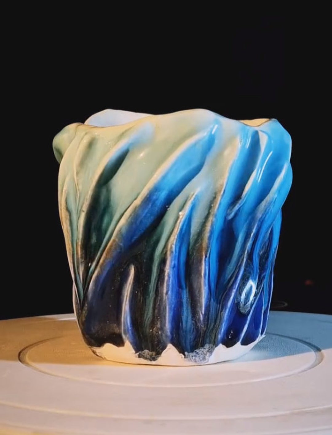 Decorative Container With Ocean Wave Design - Etsy
