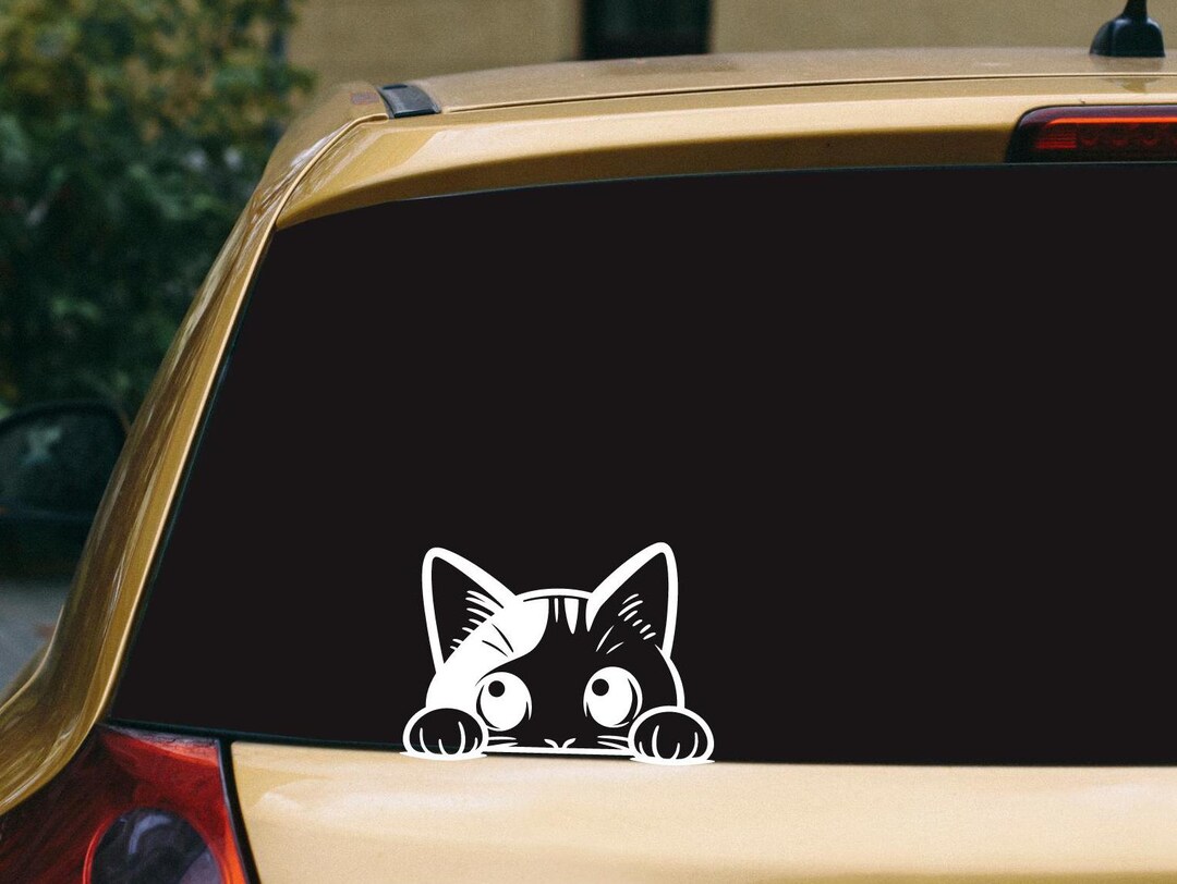Peeking Kitty Cat Decal - Etsy