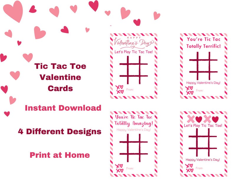 Tic Tac Toe Valentine's Day Cards - Etsy