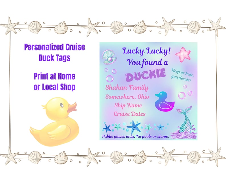 Personalized Cruising Duck Tags Mermaid - Etsy