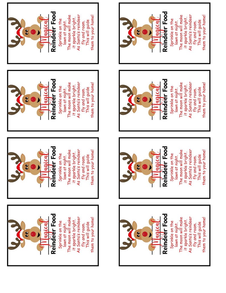 Printable Magical Reindeer Food Tag - Etsy