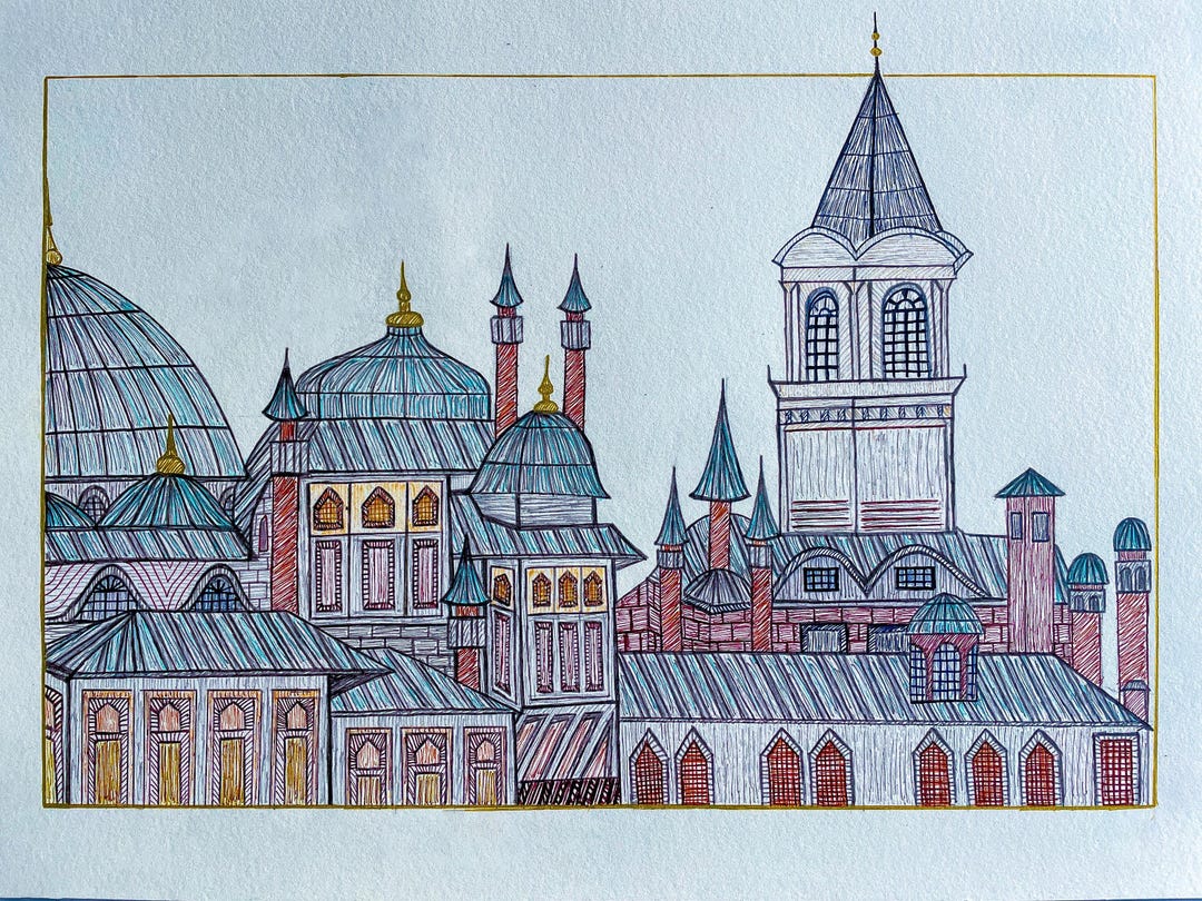 Topkapı Palace Istanbul Drawing - Etsy