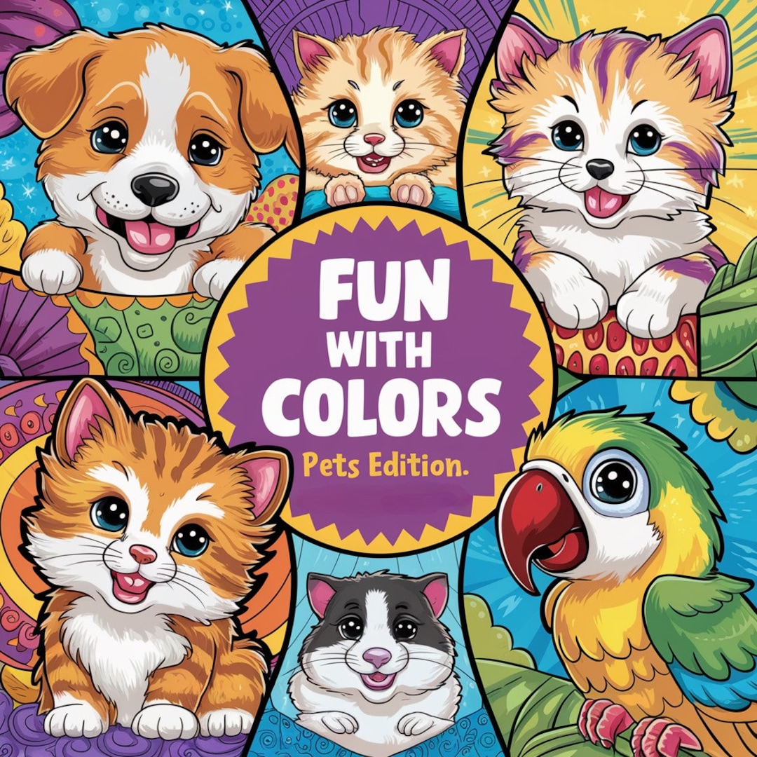 50 Pets Coloring Pages Fun Pet Coloring Pages for Kids Digital Download ...
