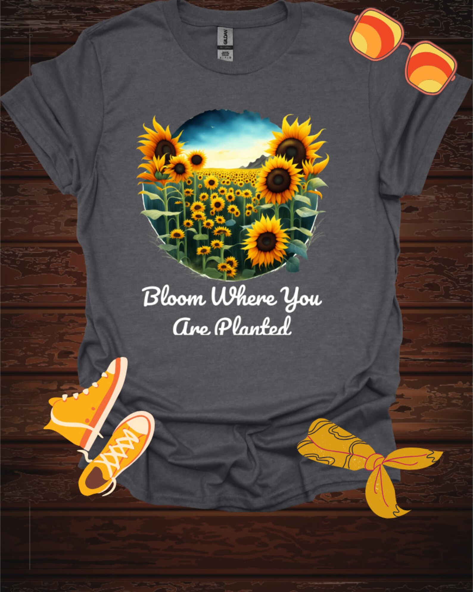 Bloom Where You Are Planted Unisex, T-shirt, Sunflower, Shirts, Women ...