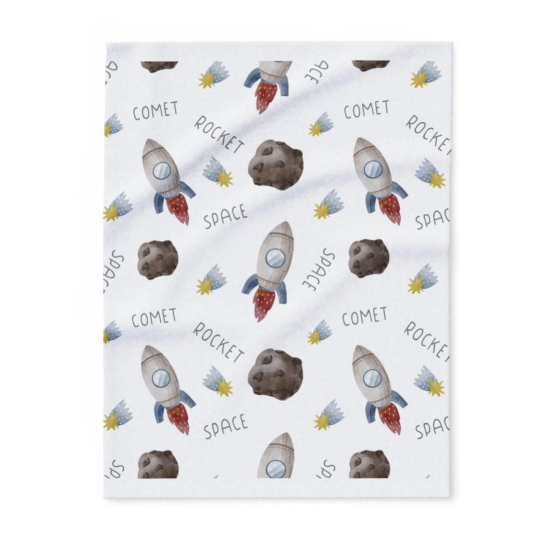 Blast Off Cozy Rocket Ship Fleece Blanket - Etsy