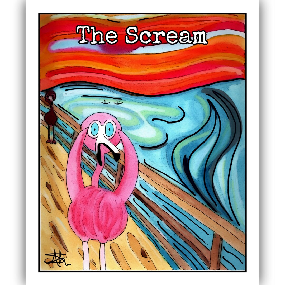 The Scream Flamingo Card - Etsy