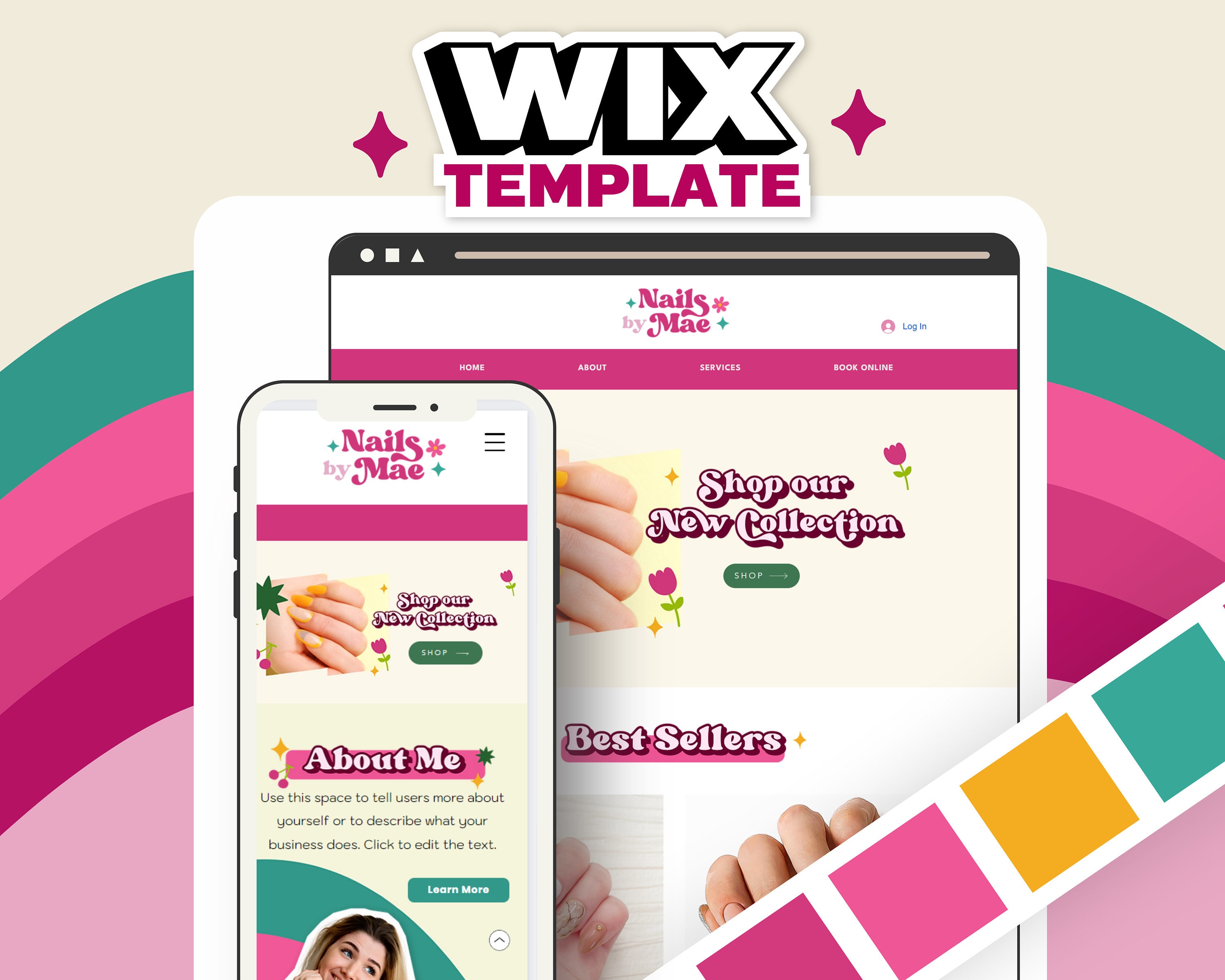 Girlie Feminine Girls Girly Colorful DIY Pink Wix Template Website ...
