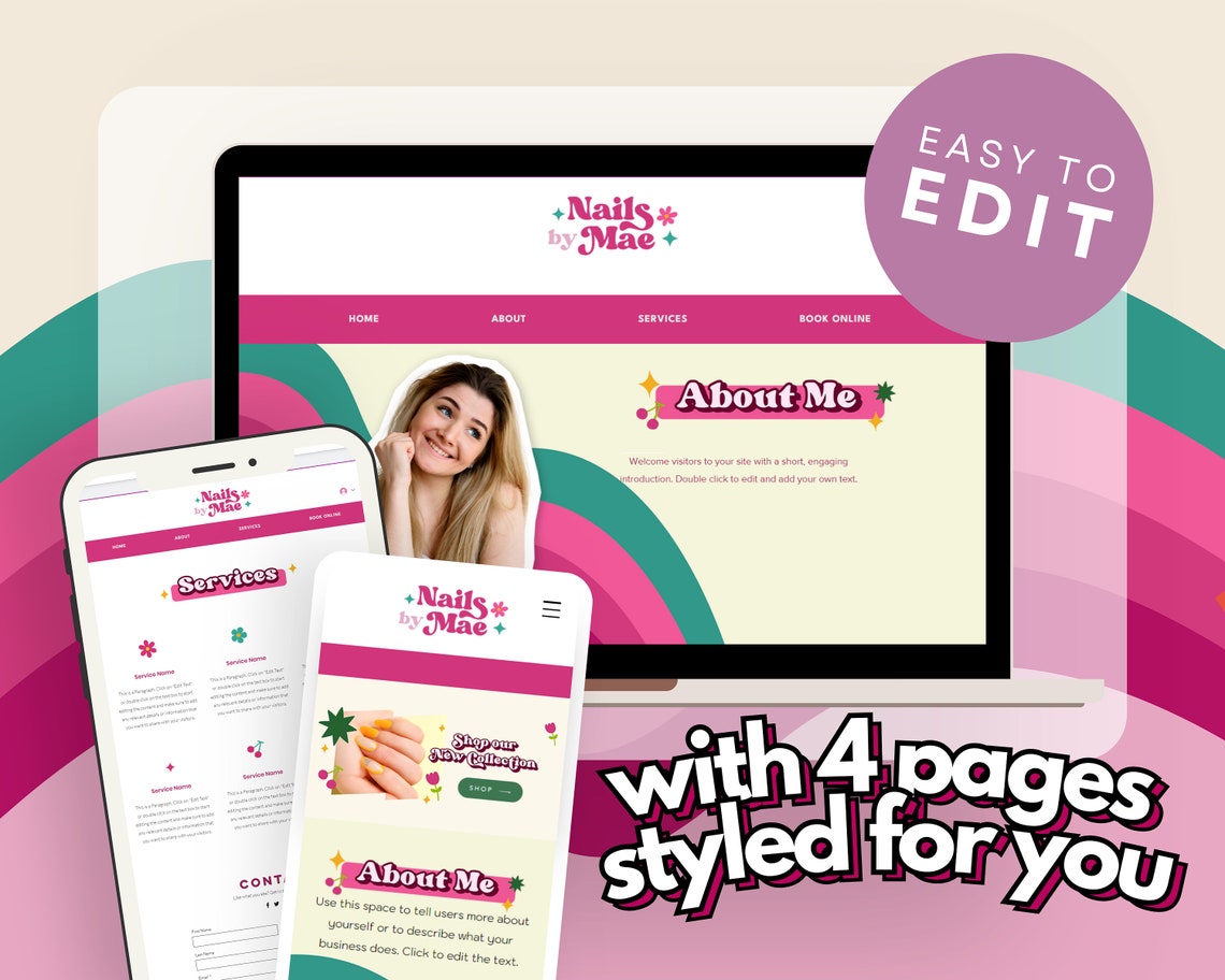 Girlie Feminine Girls Girly Colorful DIY Pink Wix Template Website ...