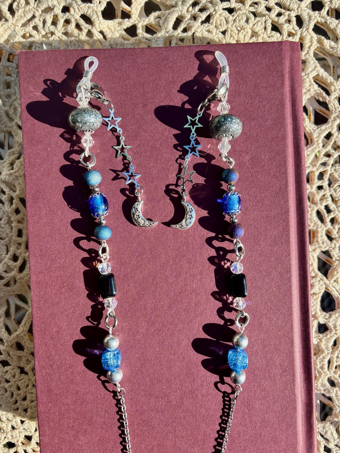 Celestial Whimsigoth Blue and Silver Eye Glasses Chain and Charms - Etsy