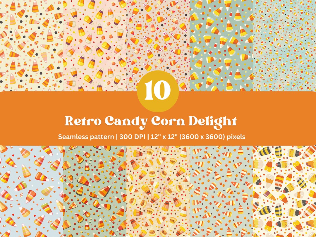 Retro Candy Corn Delight, Pattern, Digital Papers, Scrapbooking Paper ...