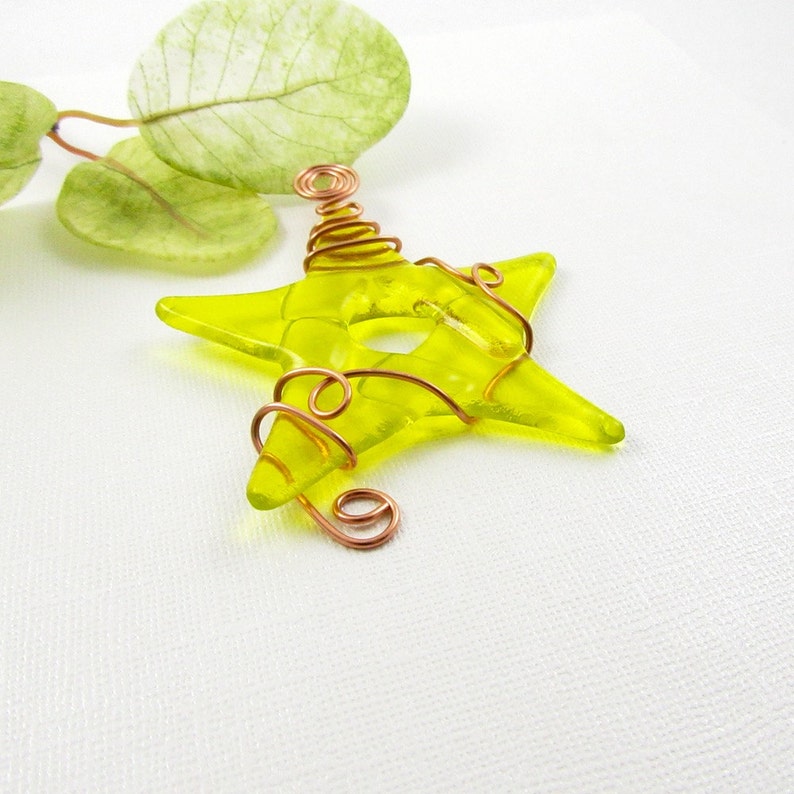 Yellow Glass Star Fused Glass Star Ornament Bright Yellow - Etsy