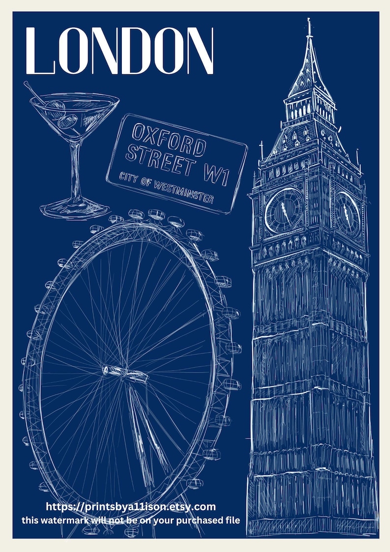 London Poster - Etsy