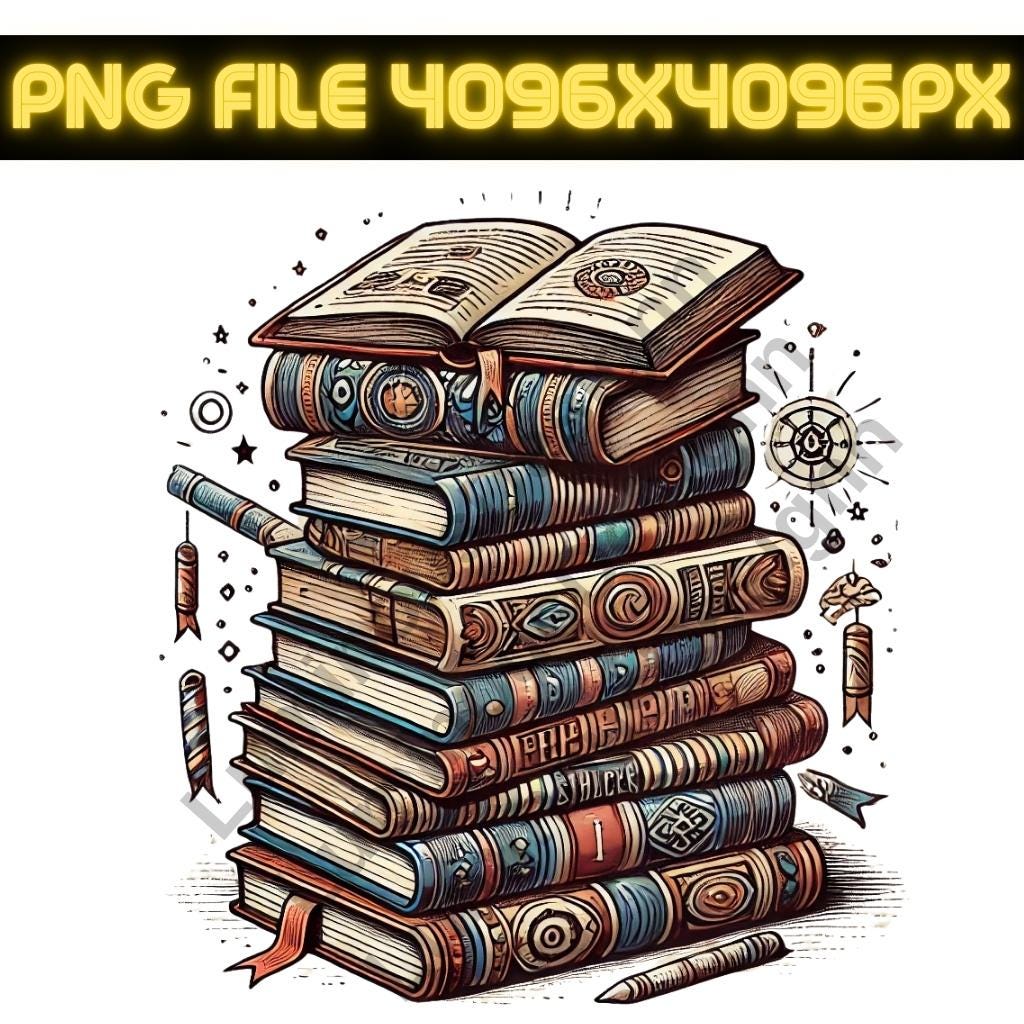 Stack of Books PNG | Cozy Reading Vibes Digital Design | 4096x4096 ...