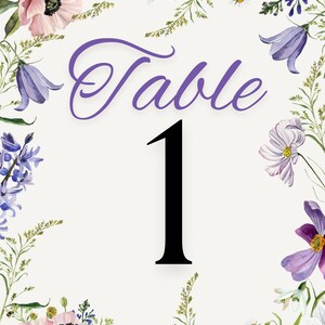 Purple Iris Flower Wedding Table Numbers Digital File 1-20 - Etsy