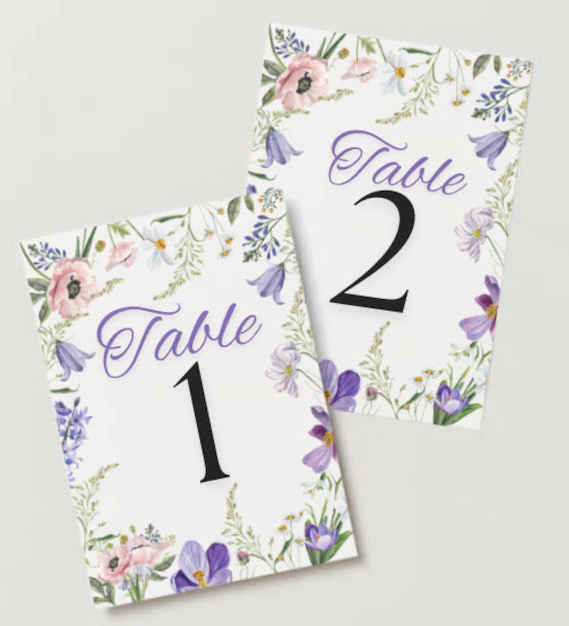 Purple Iris Flower Wedding Table Numbers Digital File 1-20 - Etsy