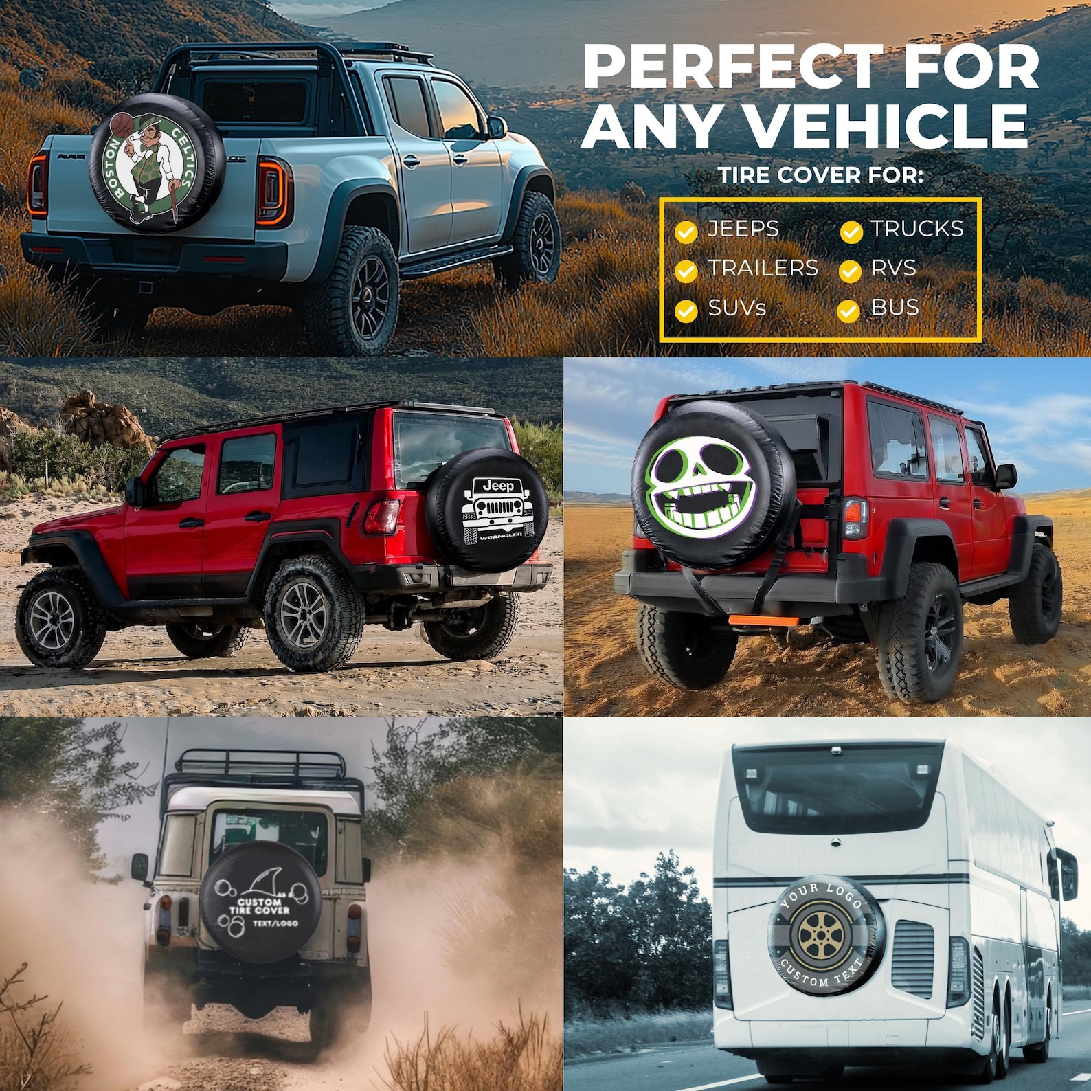 Custom Spare Tire Cover With Camera Hole Waterproof Tire Cover From ...
