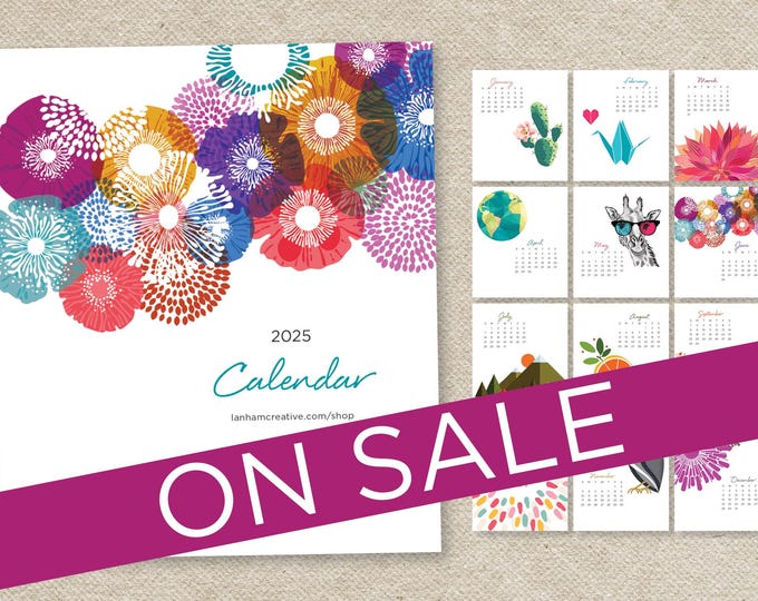 2025 Desk Wall Calendar Watercolor Abstract Floral BRISTOL - Etsy