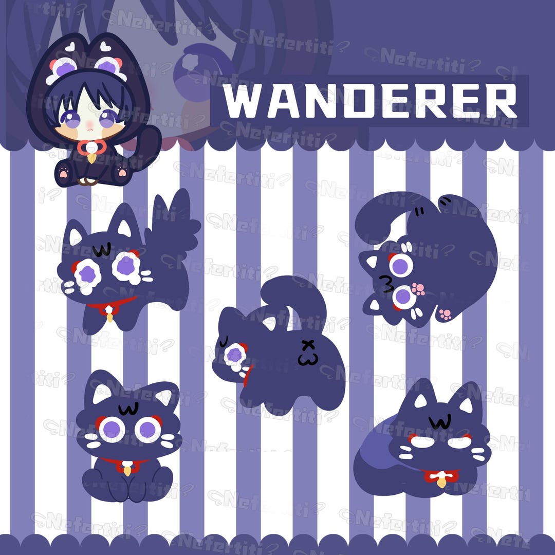 Genshin Impact Wanderer Cat Cute Stickers and Emotes,stickers for Decor ...