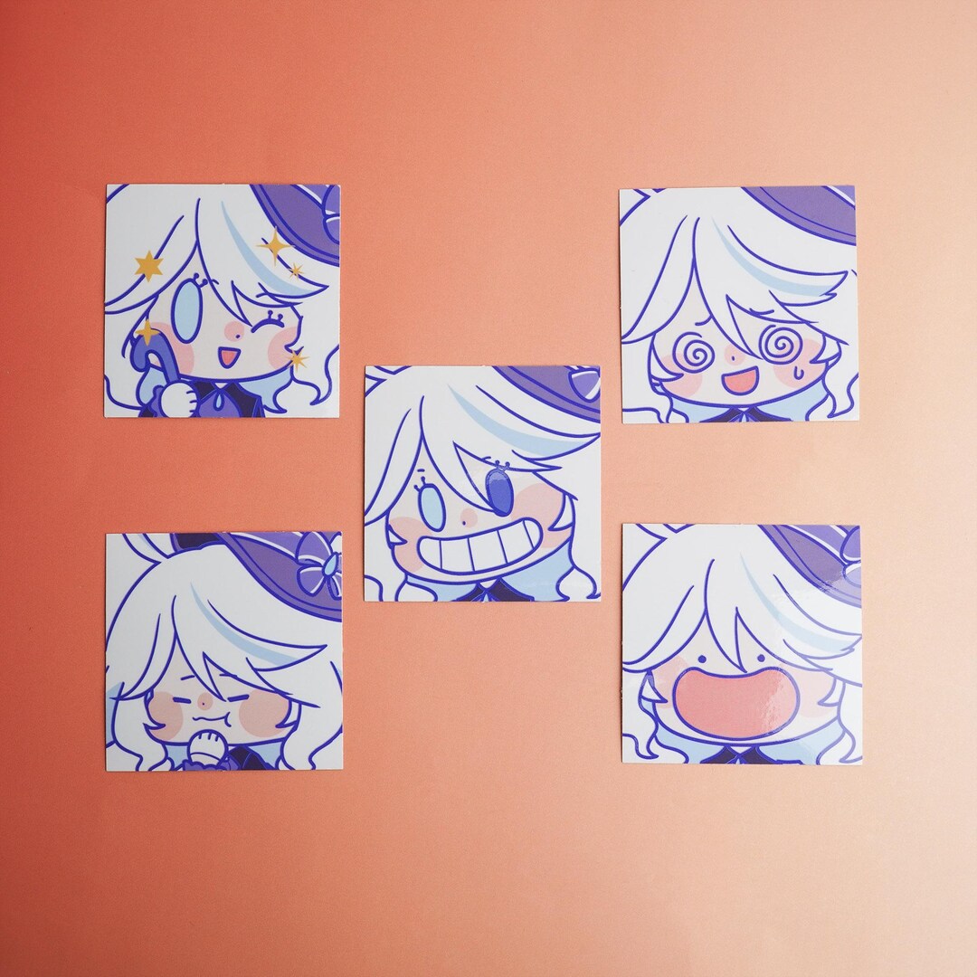 Genshin Impact Furina Cute Original Square Stickers, Stickers for Decor ...