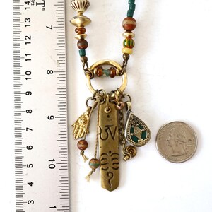 OM Hamsa Necklace, Spiritual Jewelry, Amulet Statement Necklace, Unique ...