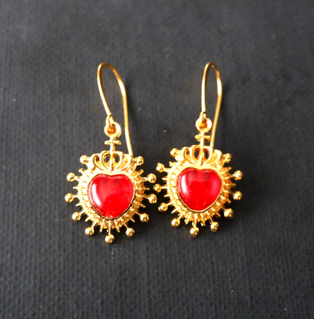 Sacred Heart Earrings, Religious Earrings, Catholic Earrings, Frida ...