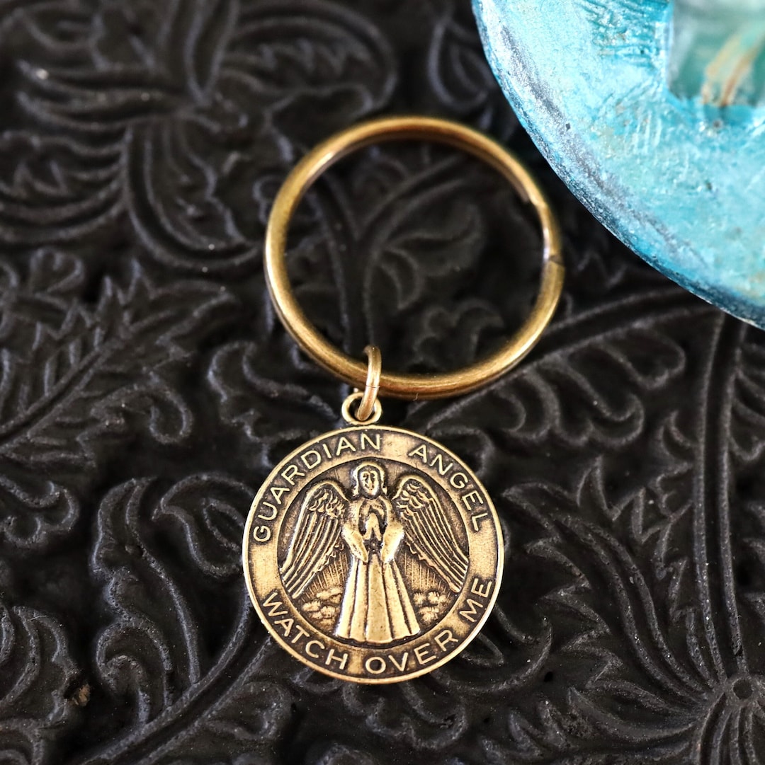 Guardian Angel Keychain, Protection Gift, Catholic Key Chain, Christian ...