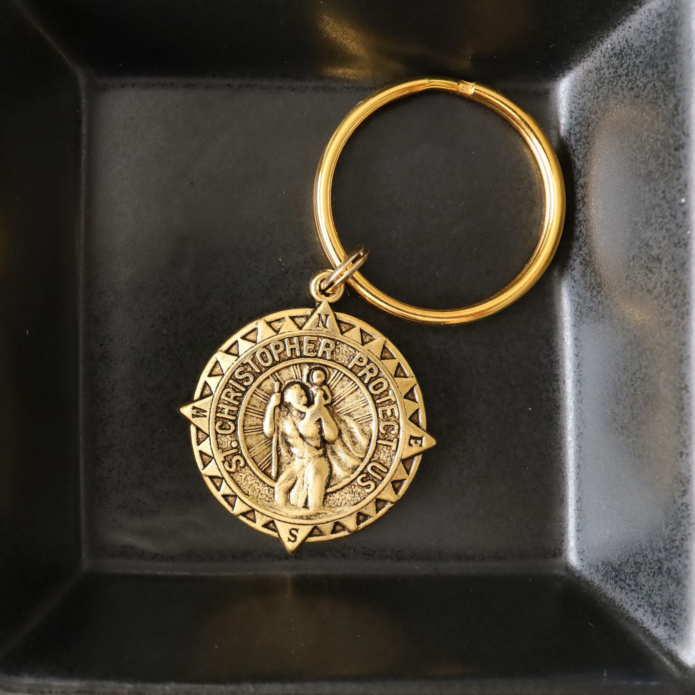 St Christopher Silver Keychain, Catholic Protection Gift - Etsy