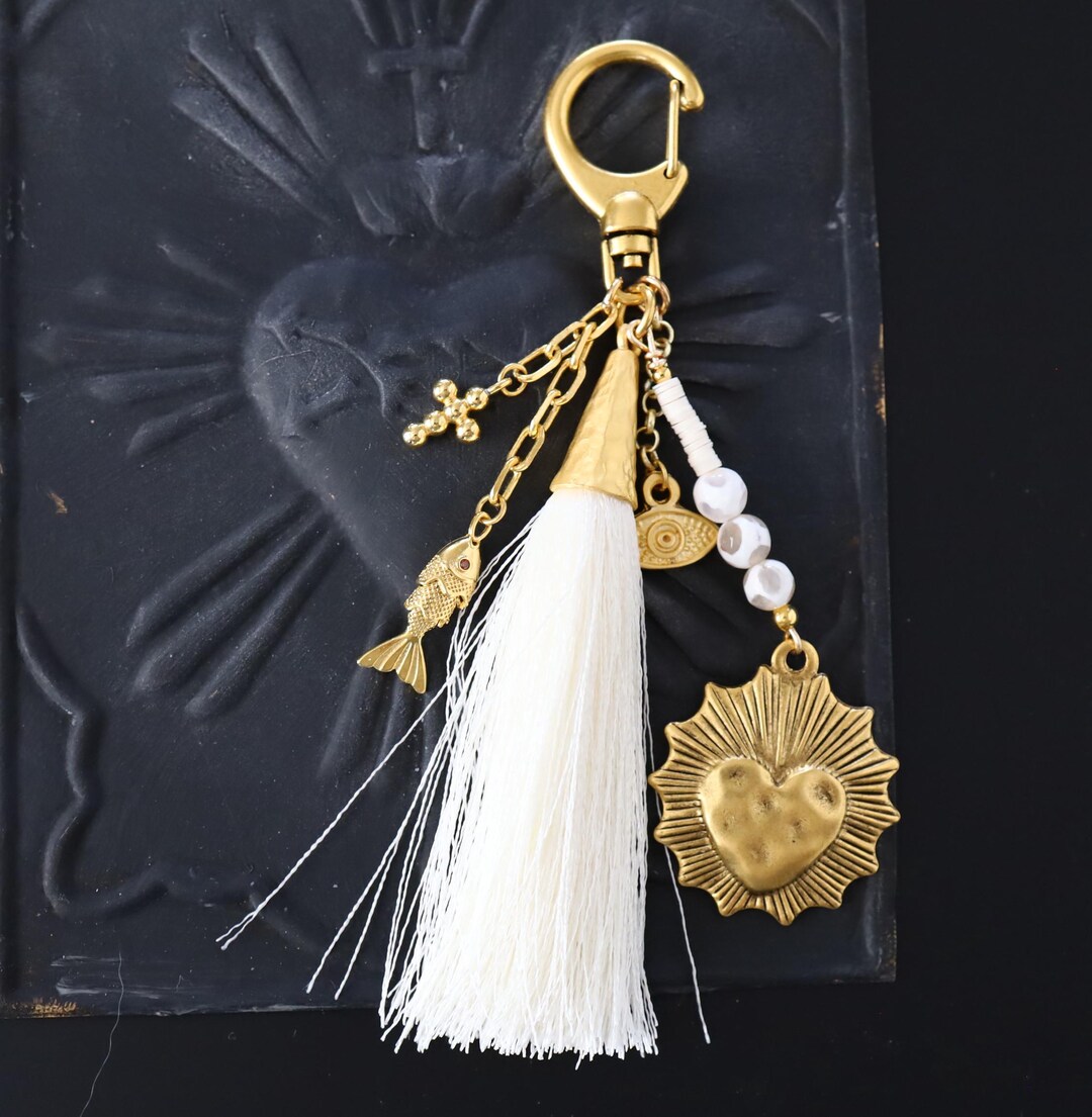 Gold Sacred Heart Bag Charm, Luck Protection Accessory, by Mystic ...