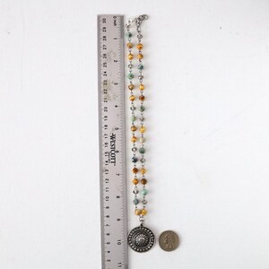 Sun Necklace Beaded Stone Chain, Old Nepal Sterling Charm, One of A ...