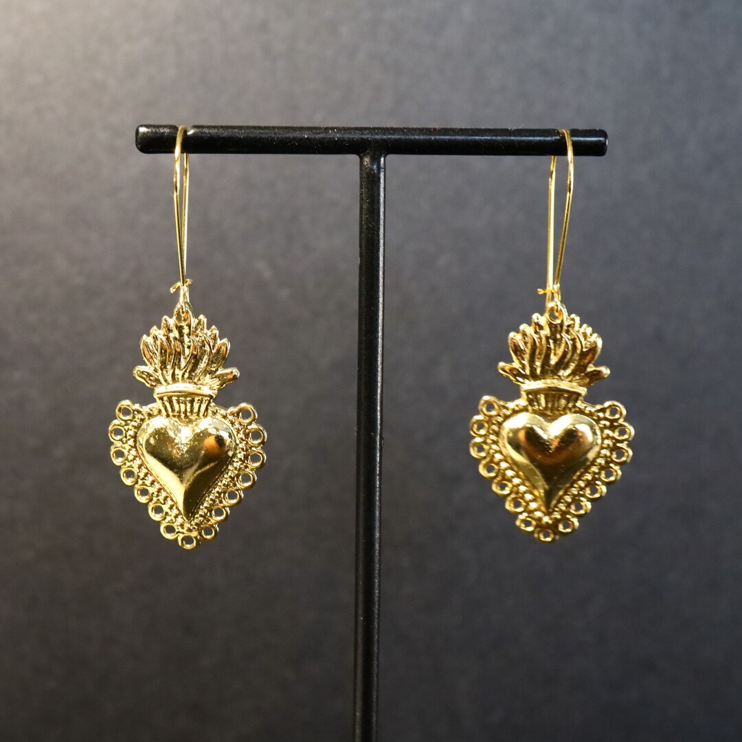 Catholic Earrings, Sacred Heart Jewelry, Spiritual Earrings, Catholic ...