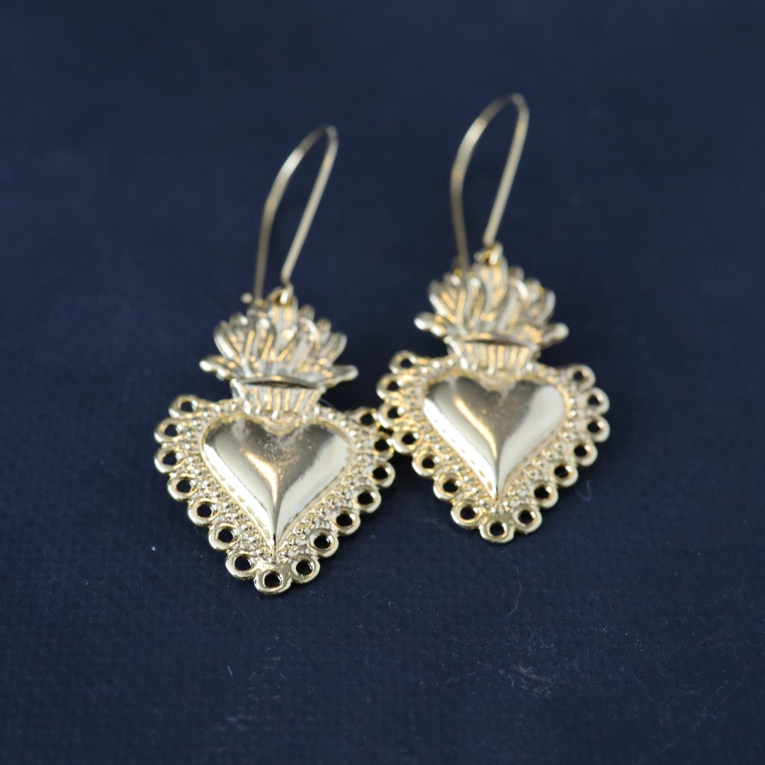 Catholic Earrings, Sacred Heart Jewelry, Spiritual Earrings, Catholic ...