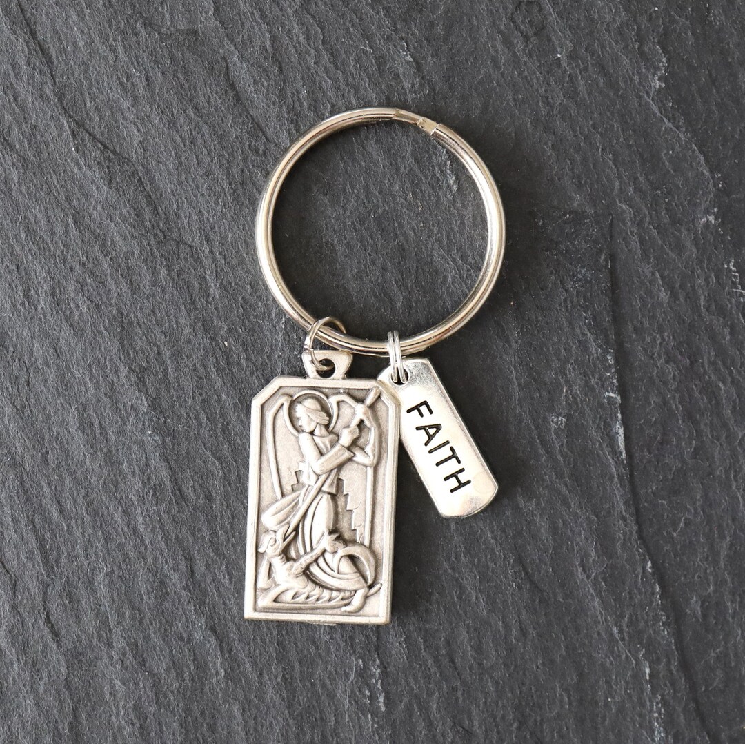 Archangel Michael Keychain, Catholic Keychain, Michael Accessory ...