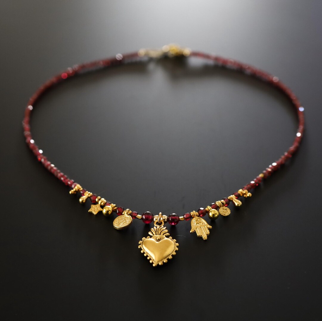 Charm Necklace, Elegant Layering Garnet Jewelry, by Mystic Pieces - Etsy