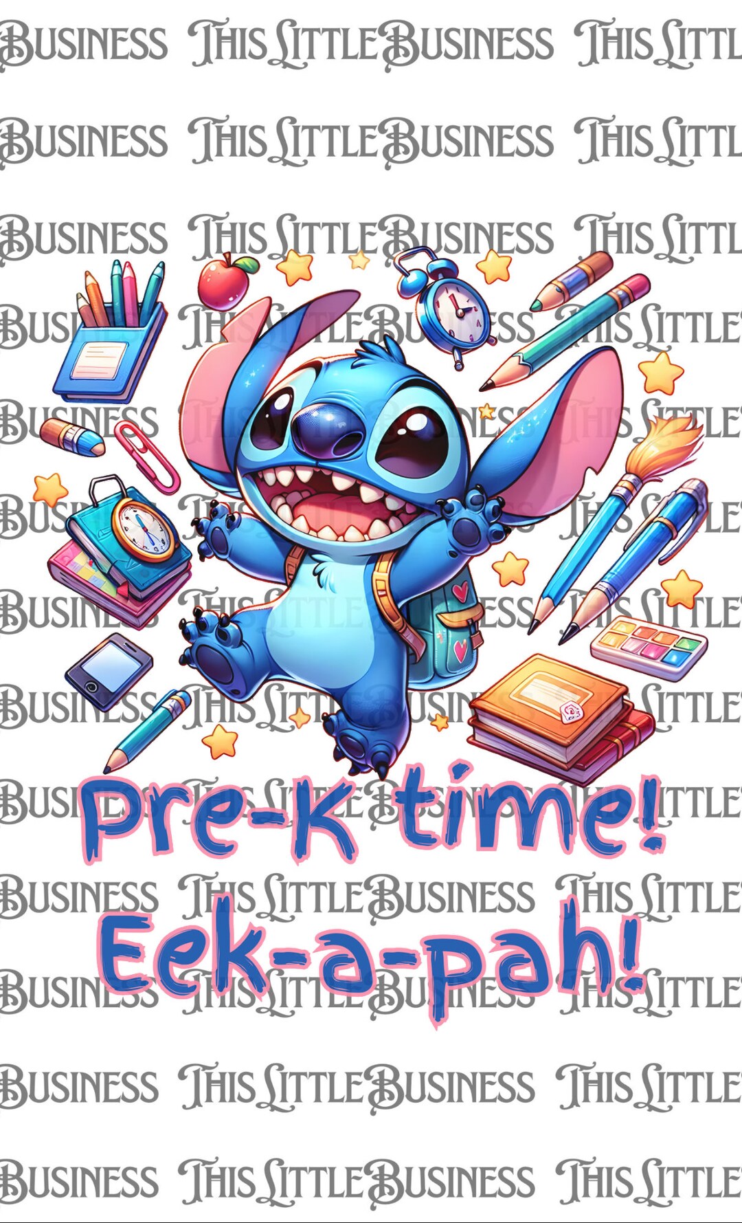 Stitch Back-to-school Digital Download pre K Time Eek-a-pah DIY T-shirt ...