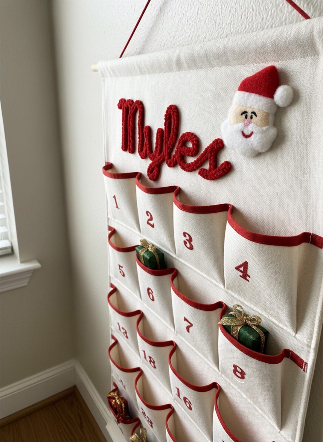 Personalized Christmas Advent Calendar, Handmade Yarn Name Nursery Wall ...