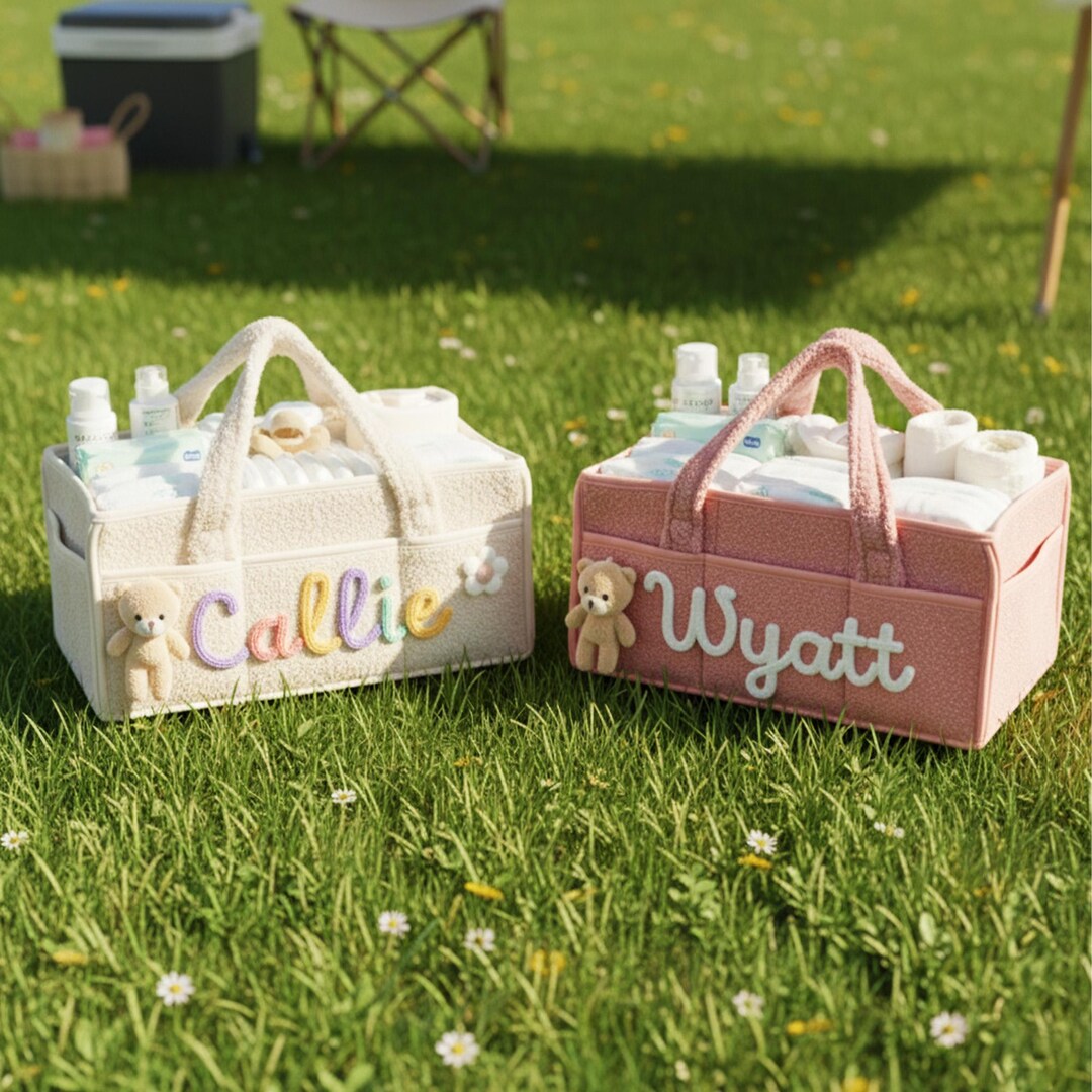 Personalized Knit Diaper Caddy: Custom Nursery Organizer, Baby Shower ...